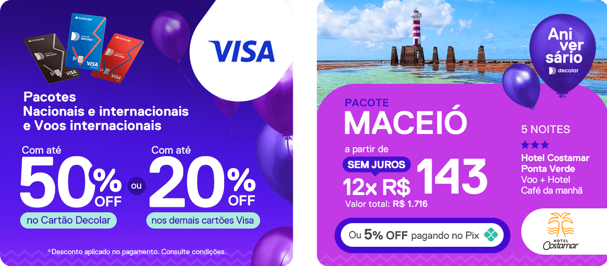 Pacotes de Viagens | Promoção 6x sem Juros HOJE | Decolar